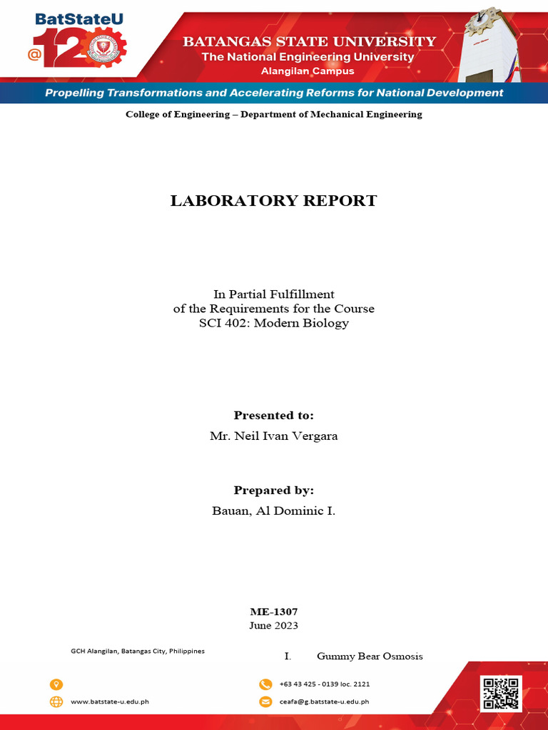 Modern Biology - Lab Report 1 | PDF | Osmosis | Physical Sciences