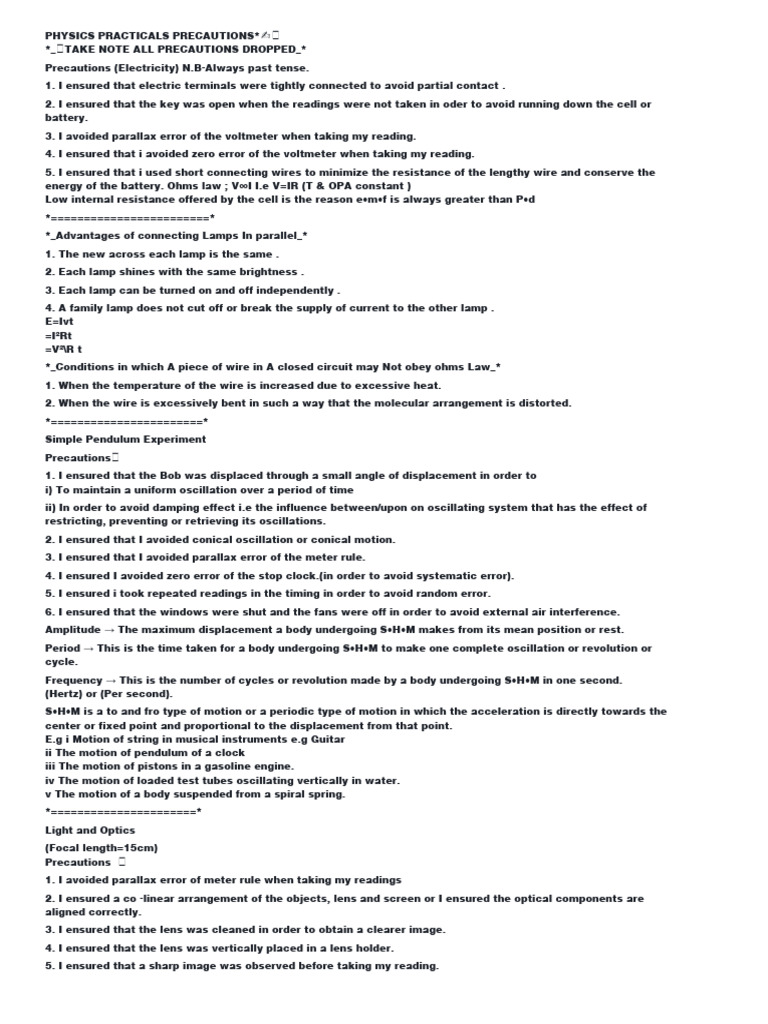 Waec Practicals | PDF | Oscillation | Pendulum