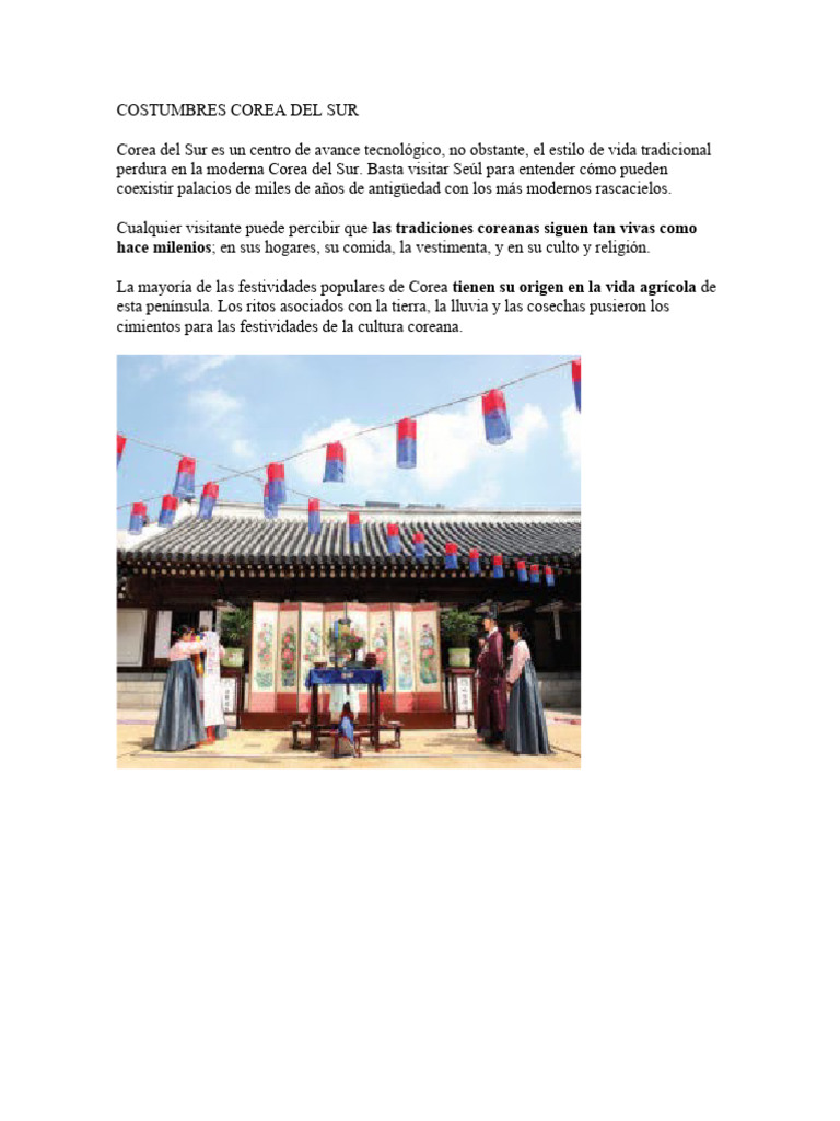 Costumbres Corea Del Sur | PDF