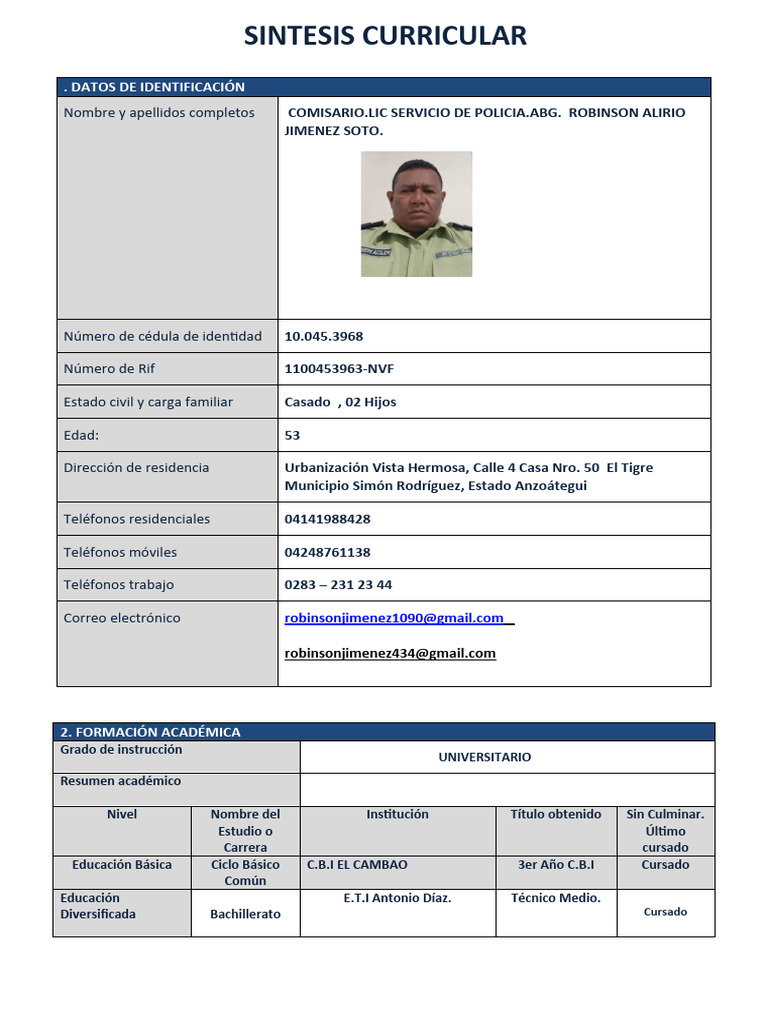 CURRICULUM Robinson Jimenez | PDF | Policía | Gobierno