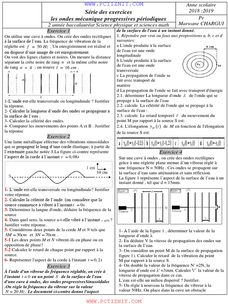 Exercices sur les Ondes Mécaniques | PDF | Vagues | Longueur d'onde