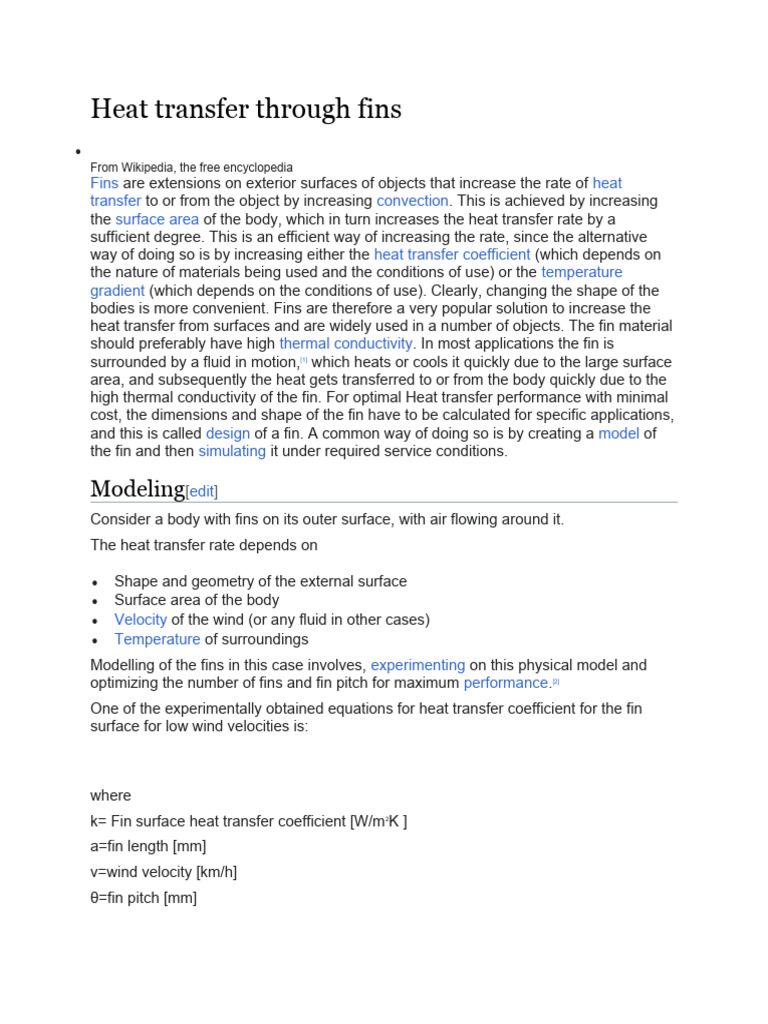 Heat Transfer Through Fins | PDF