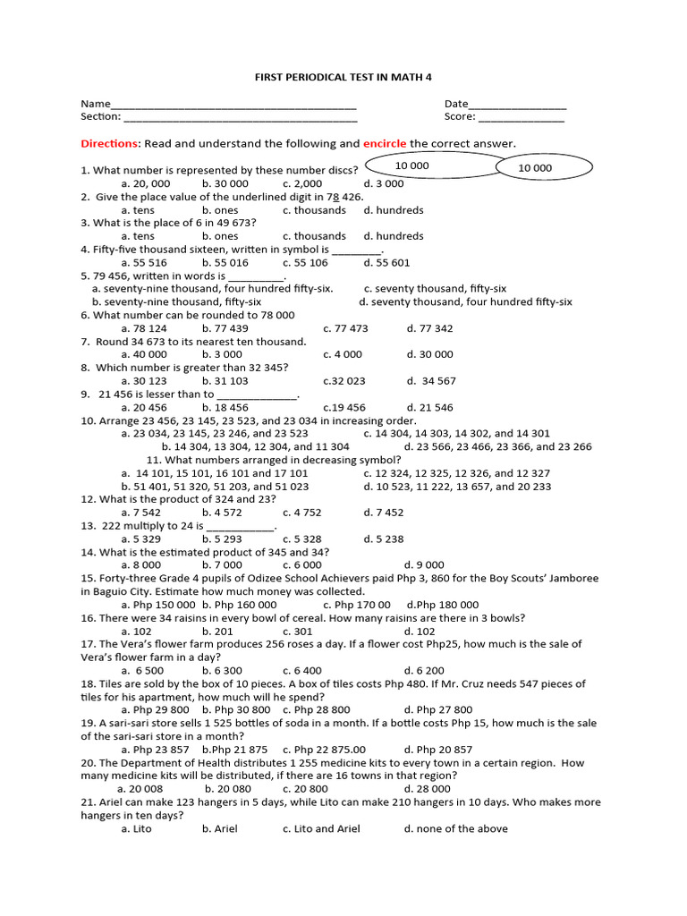 PT - Math 4 - Q1 | PDF