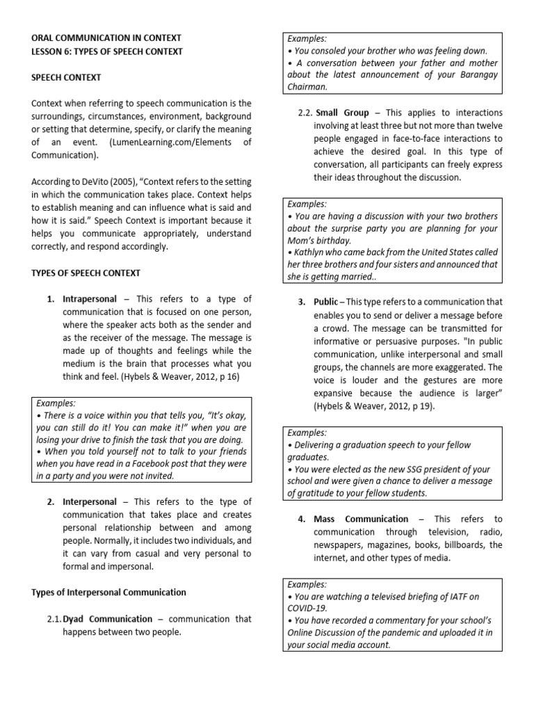 Lesson 6 Oral Comm | PDF | Communication | Human Communication