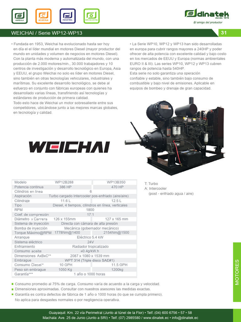 Motor Weichai WP12: Potencia y Eficiencia | PDF | Inyección de ...