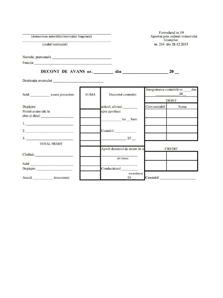 Decont de Avans | PDF