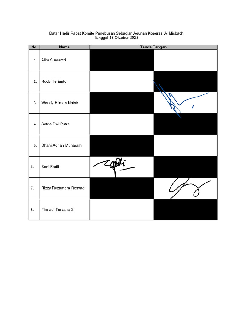 Daftar Hadir Komite Kop Al Misbach-3 | PDF