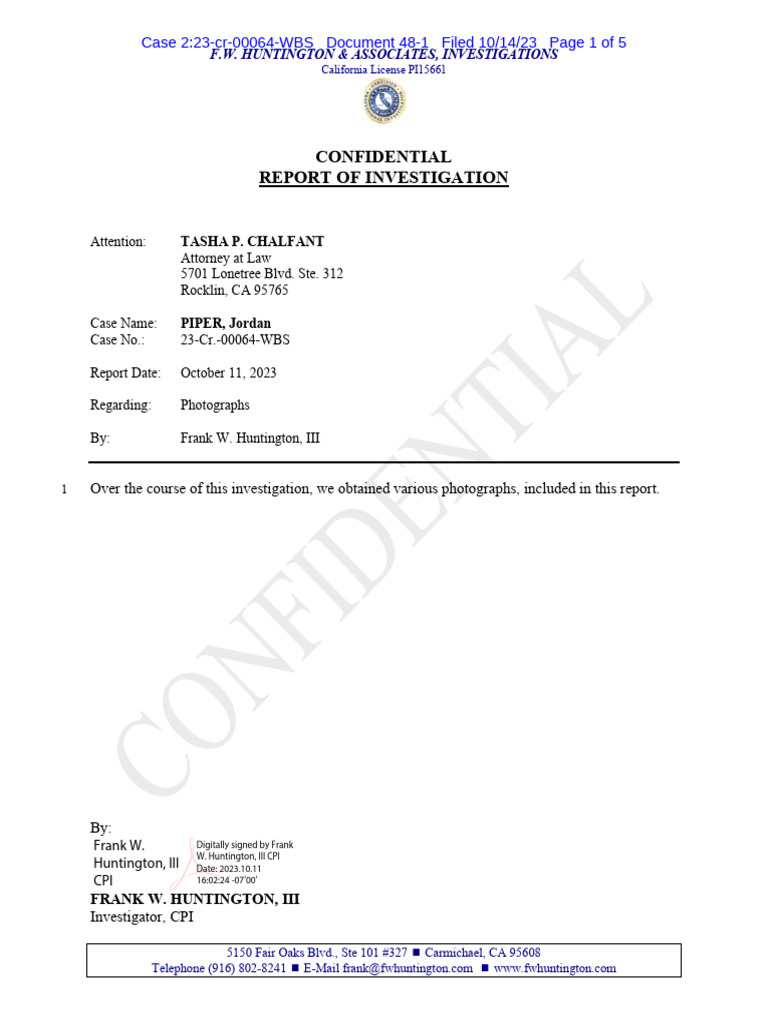 Jordan Thomas Piper Defense Sentencing Memorandum Exhibit A | PDF