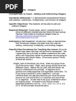 Detailed Lesson Plan in Integers FINAL | PDF | Integer | Lesson Plan