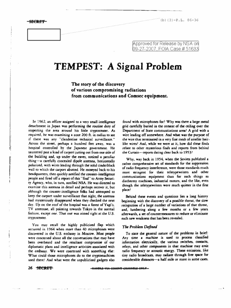 Tempest | PDF | Electrical Engineering | Military Communications