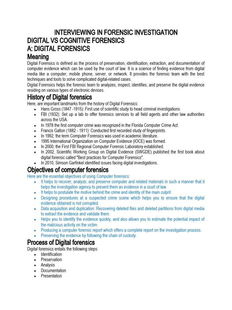 Interviewing in Forensic Investigation | PDF | Computer Forensics | Digital Forensics