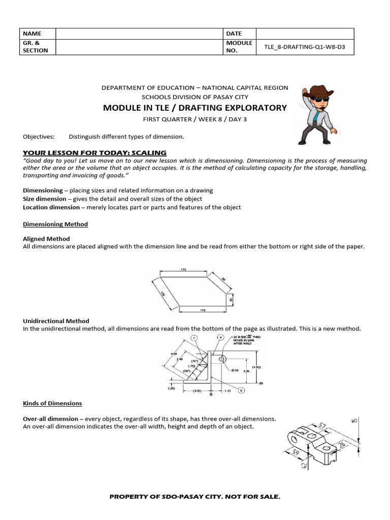 Tle - 8 Drafting Q1 W8 D3 | PDF | Dimension | Drawing