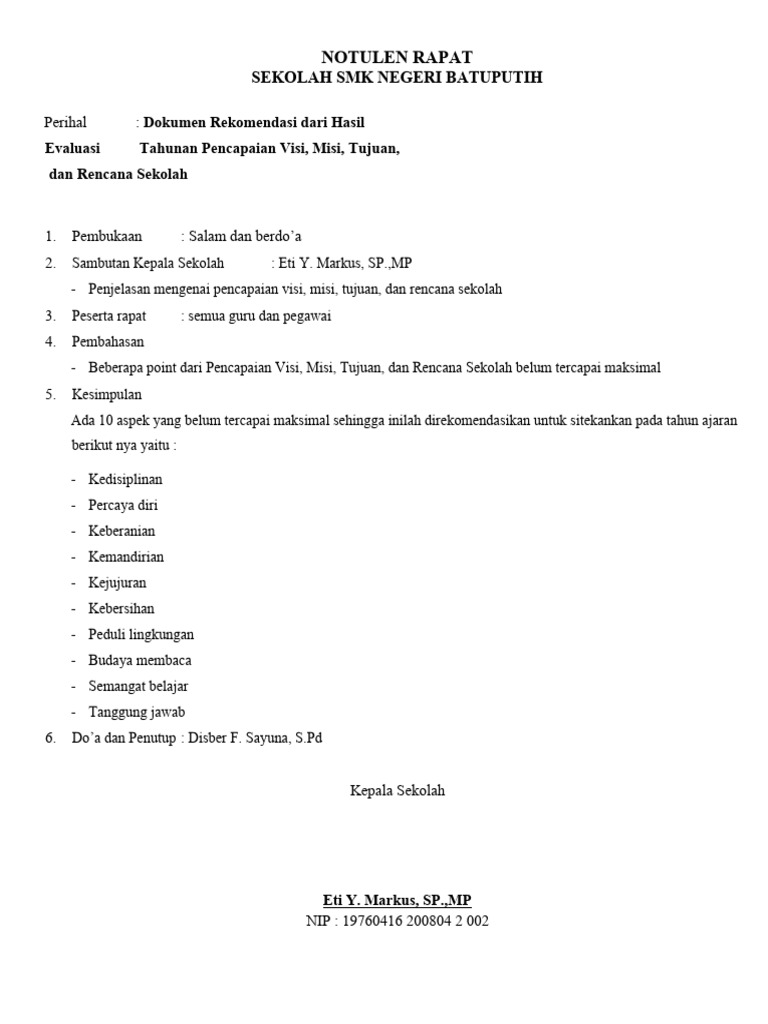 27. Dokumen rekomendasi dari hasil evaluasi (notulen rapat) | PDF