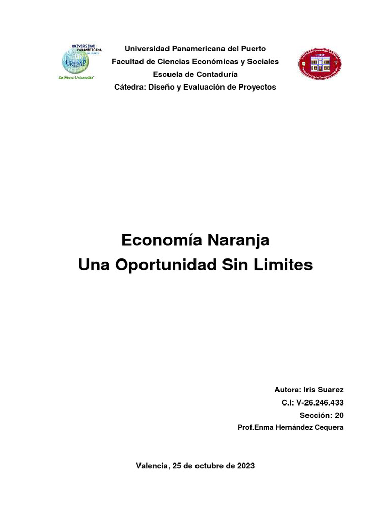 Ensayo de La Economía Naranja - Iris Suarez 26246433 | PDF | Iniciativa ...