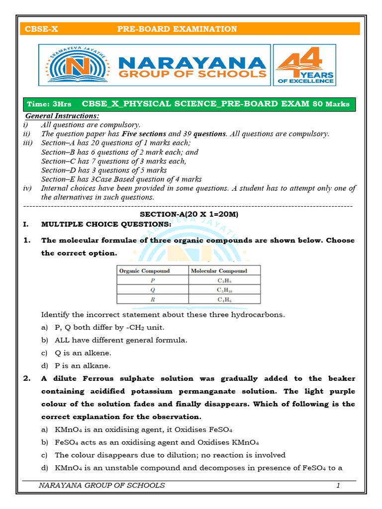 Cbse X Physical Science - Practice QP Phase - I - 20231022 - 162308 | PDF | Magnetic Field ...