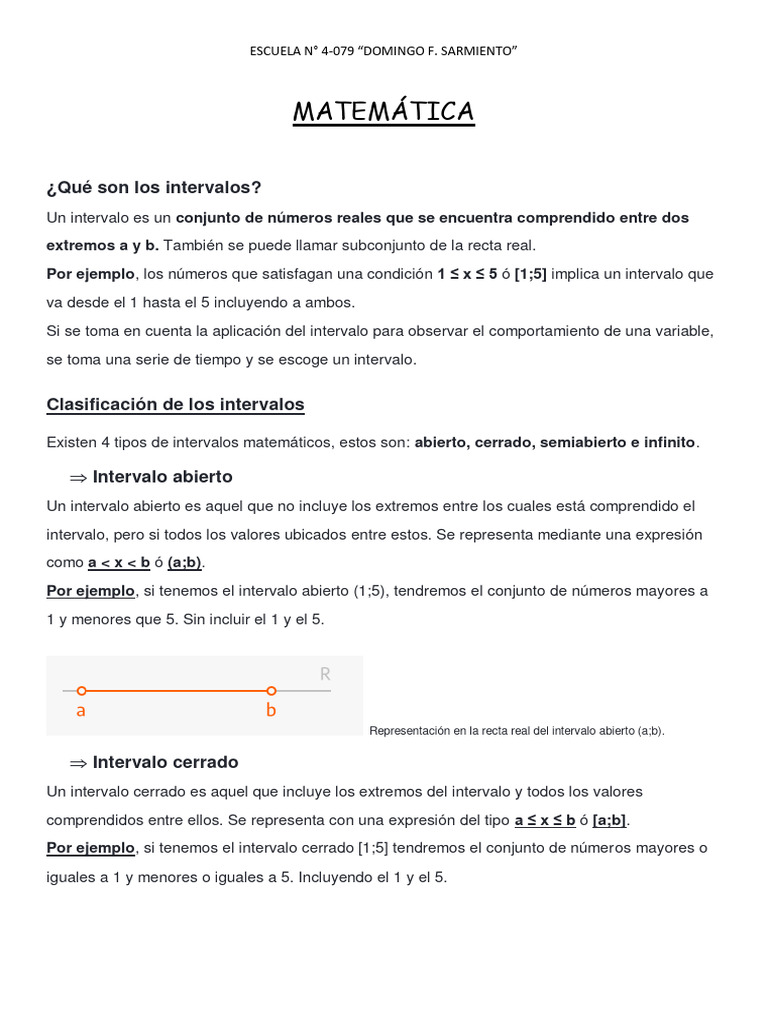 MATEMÁTICA - INTERVALOS | PDF | Intervalo (Matemáticas) | Geometría