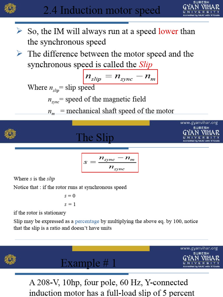 So, The IM Will Always Run at A Speed Than The Synchronous Speed The ...