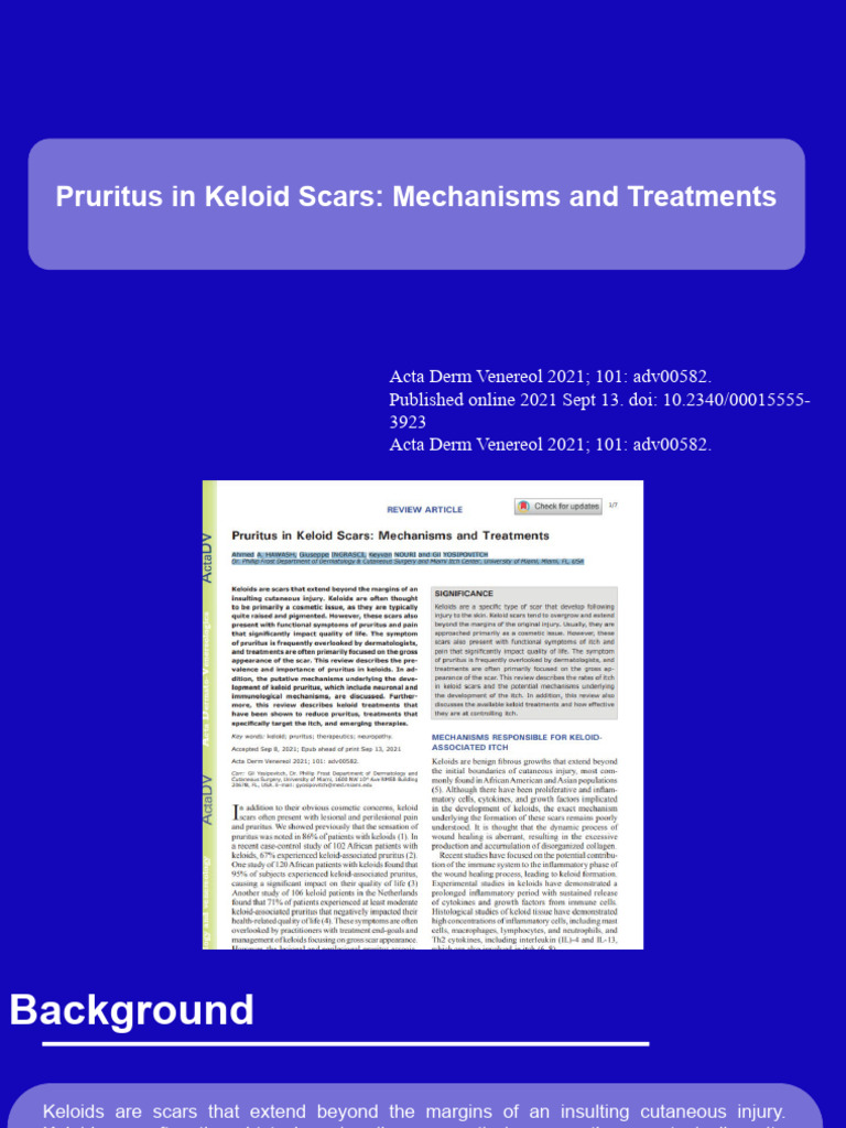 Pruritus in Keloid Scars Mechanisms and Treatments-1 | Download Free PDF | Scar | Transforming ...