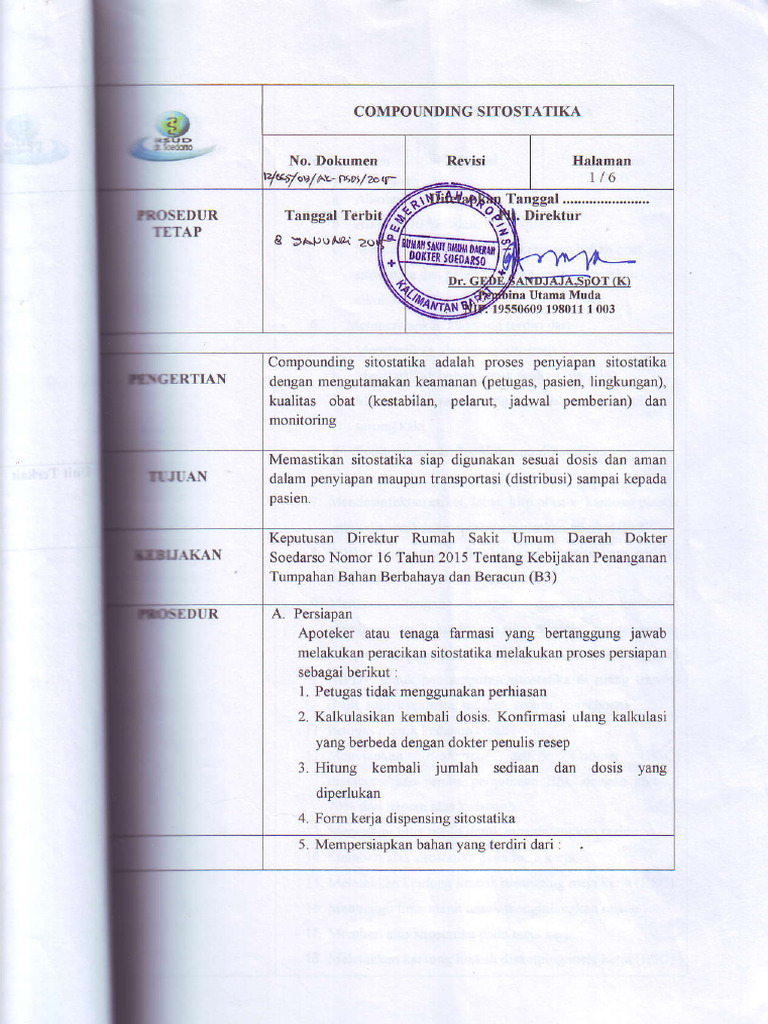 Prosedur Aman Compounding Sitostatika | PDF