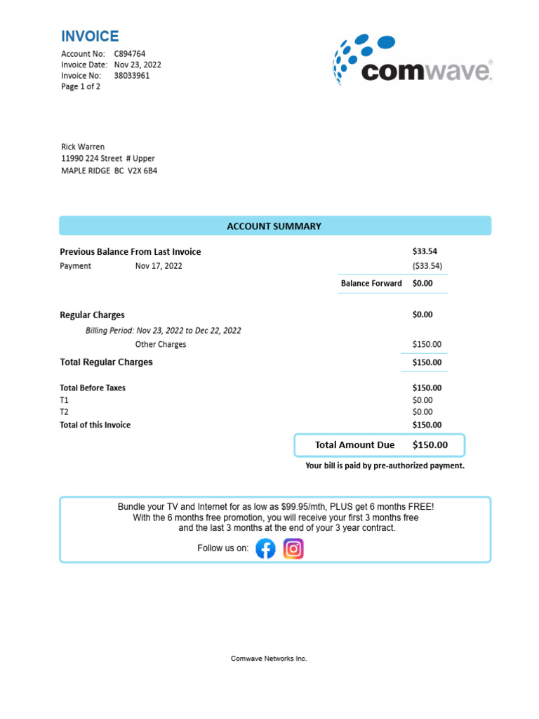Invoice: Account Summary | PDF