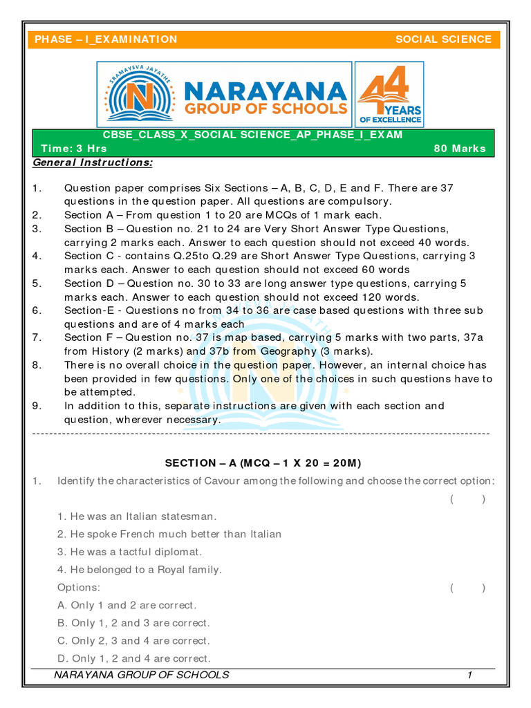 Cbse X Social Science - Practice QP Phase - I - 20231019 - 153302 | PDF
