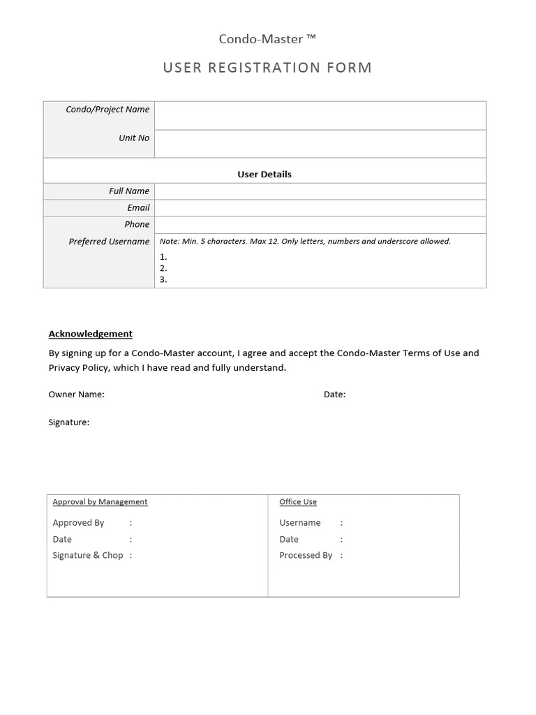 Condo Master - User Registration Form | PDF | Transport Layer Security ...