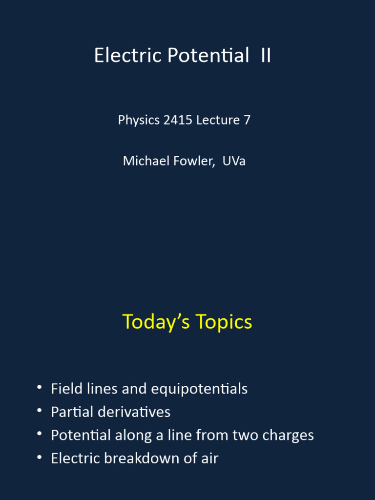 2415 Web Lec 07 Elec Potential II | PDF | Derivative | Sphere