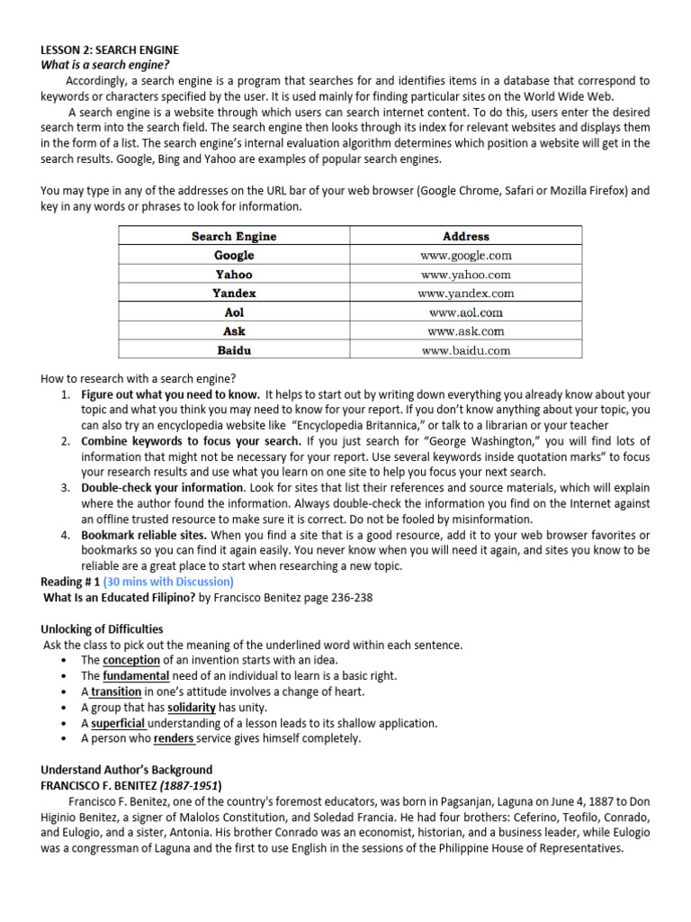 LESSON 2-3 (2nd Quarter) | PDF | Search Engine Optimization | Information