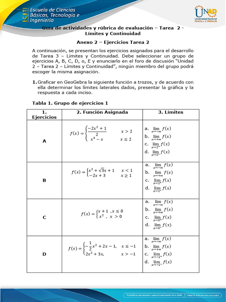 Anexo 2 - Ejercicios Tarea 2 | PDF | Matemáticas