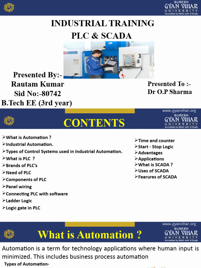 Intership (PLC&SCADA) ppt | PDF | Programmable Logic Controller ...