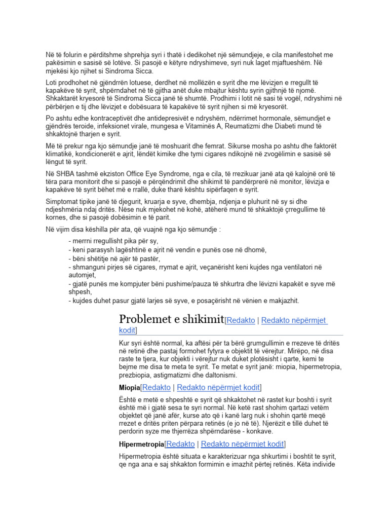 Syri Si Organ Shqisor | PDF