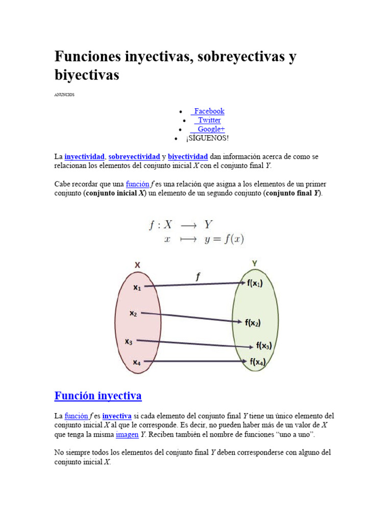 Funciones Inyectivas | PDF