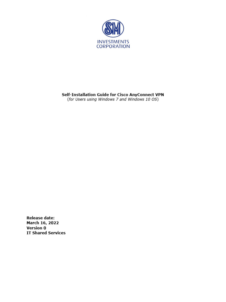 Self-Installation Guide For Cisco AnyConnect VPN For Windows 7 & 10 OS ...