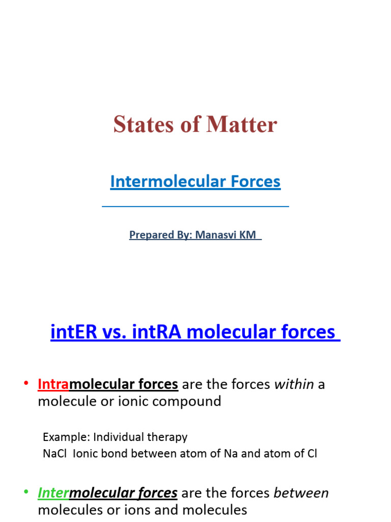 States of Matter Intermolecular Forces | PDF | Intermolecular Force ...