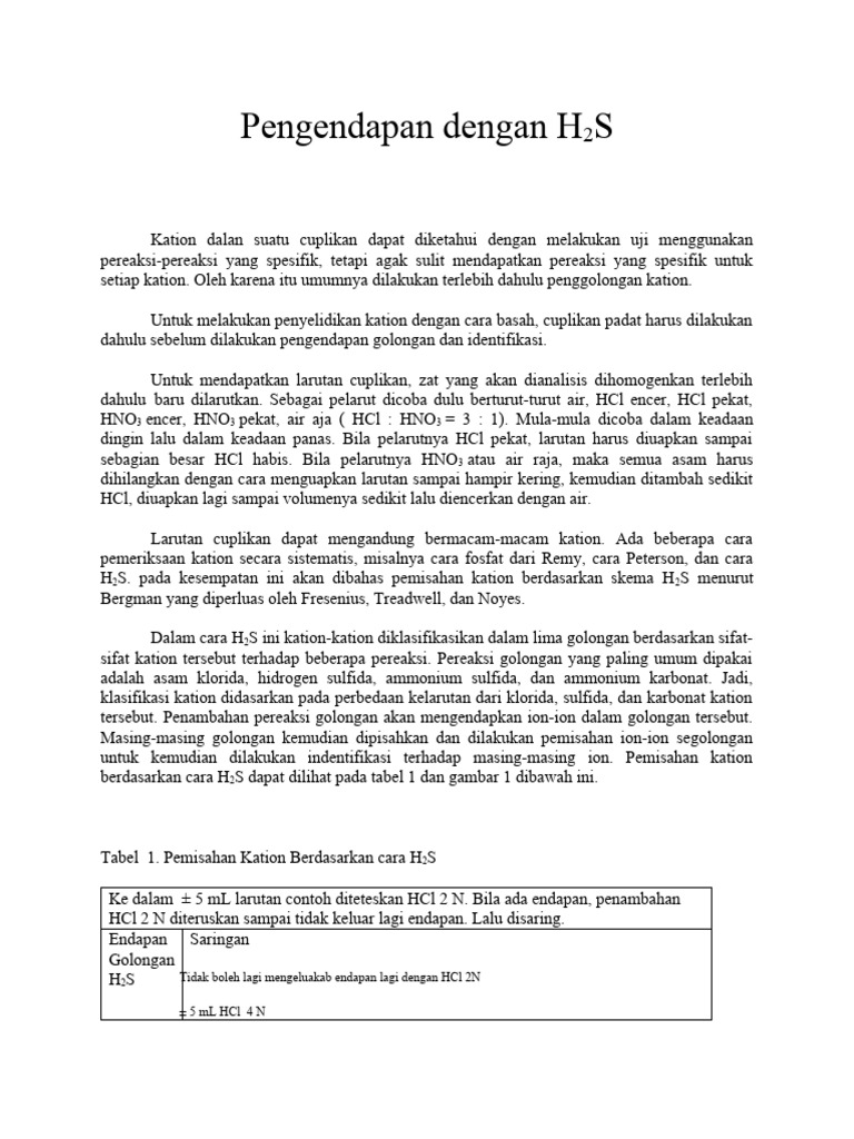 Pengendapan Dengan H2S | PDF