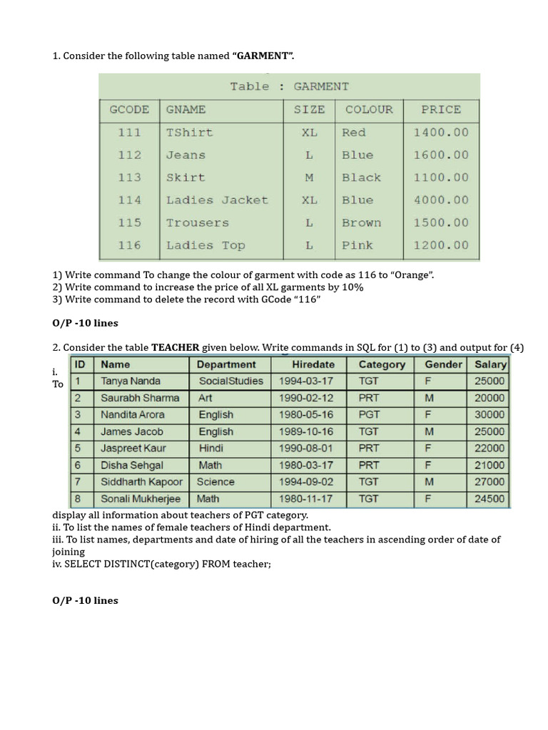 Class 12 Observation Sql 2 Pdf Databases My Sql