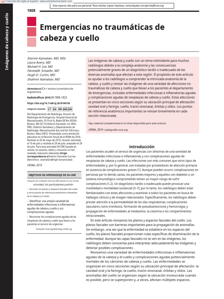 Kamalian Et Al 2019 Nontraumatic Head and Neck Emergencies - En.es ...