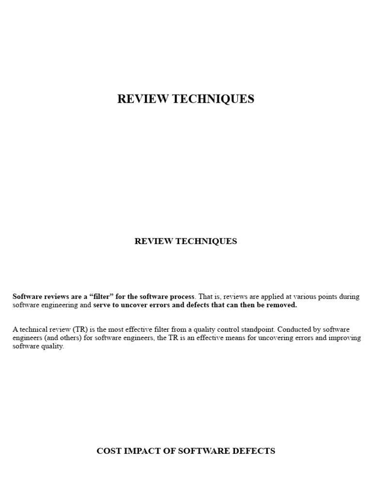Software Review Essentials | PDF | Software Quality | Software Engineering
