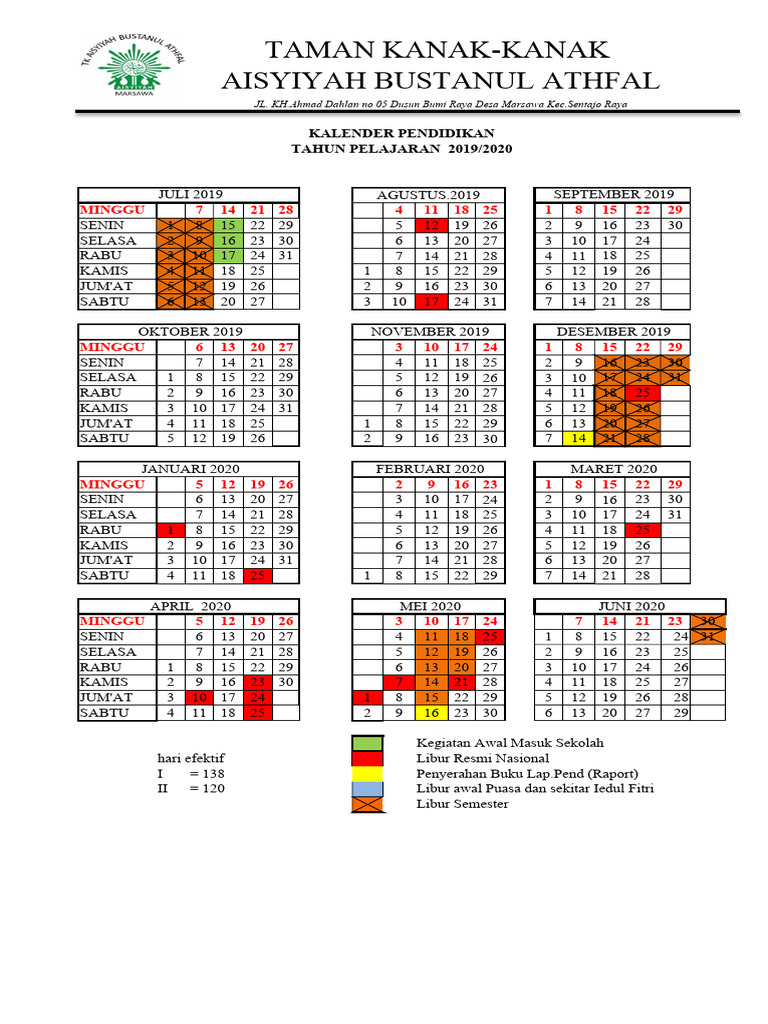 Kalender Pendidikan Program PAUD | PDF