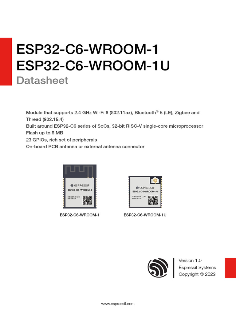 Esp32 c6 Wroom 1 Wroom 1u Datasheet en | Download Free PDF ...
