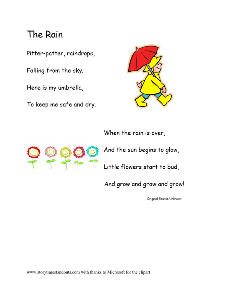 Pitter Patter Raindrops Poem | PDF