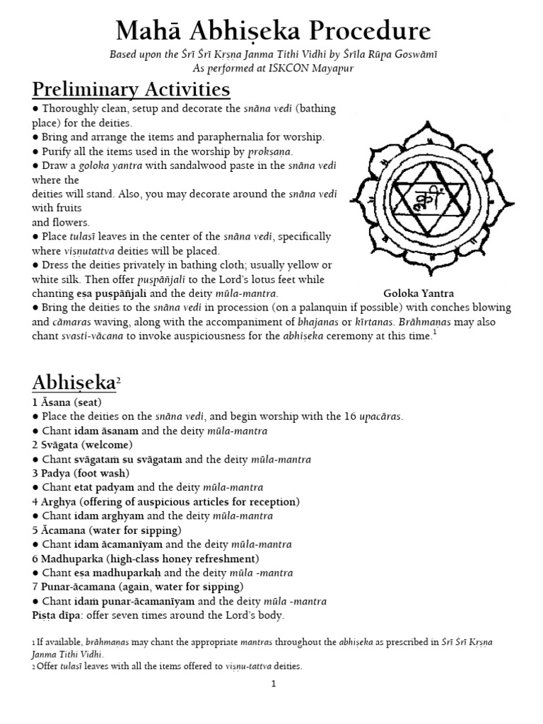 Maha-abhiseka-Vidhi (English) Revised 2019 | PDF | Cooking, Food & Wine