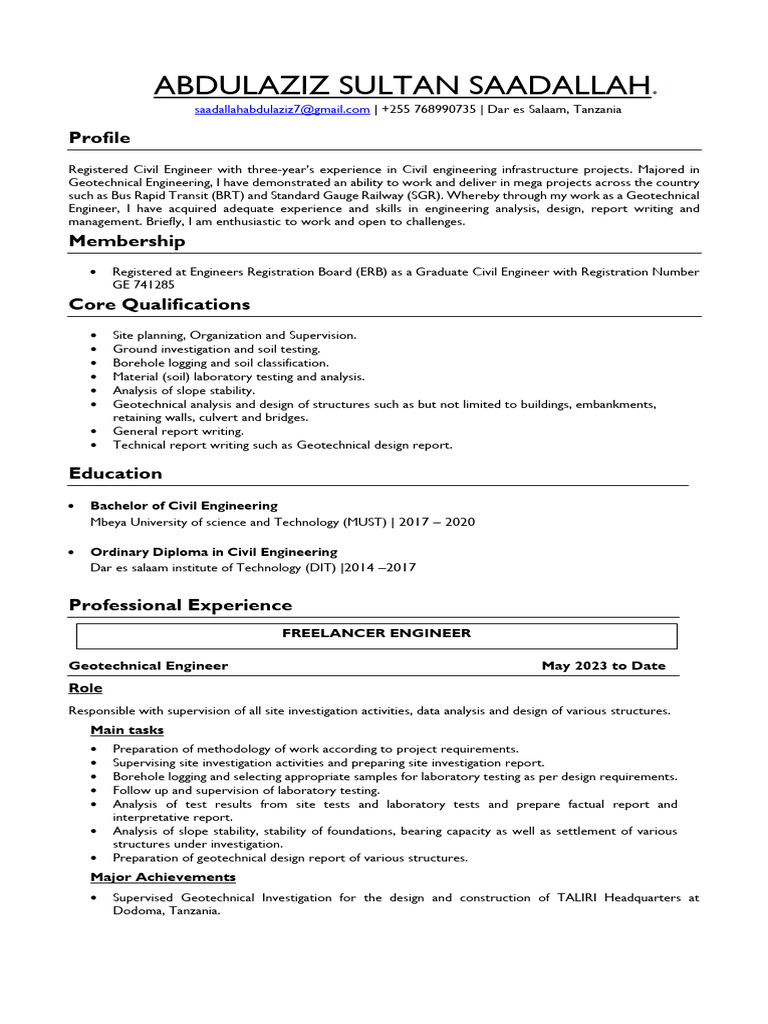 Abdul-Aziz Sultan (CV) | PDF | Geotechnical Engineering | Engineering