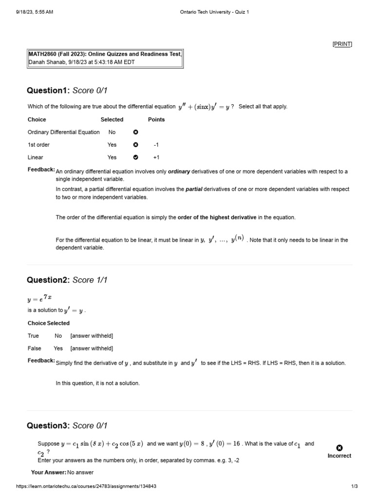 Access To Mobius Online Quizzes and Readiness Test | PDF | Differential ...