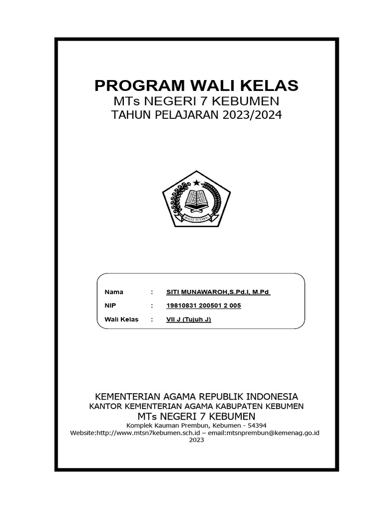 Program Wali Kelas VII J MTs 2023/2024 | PDF