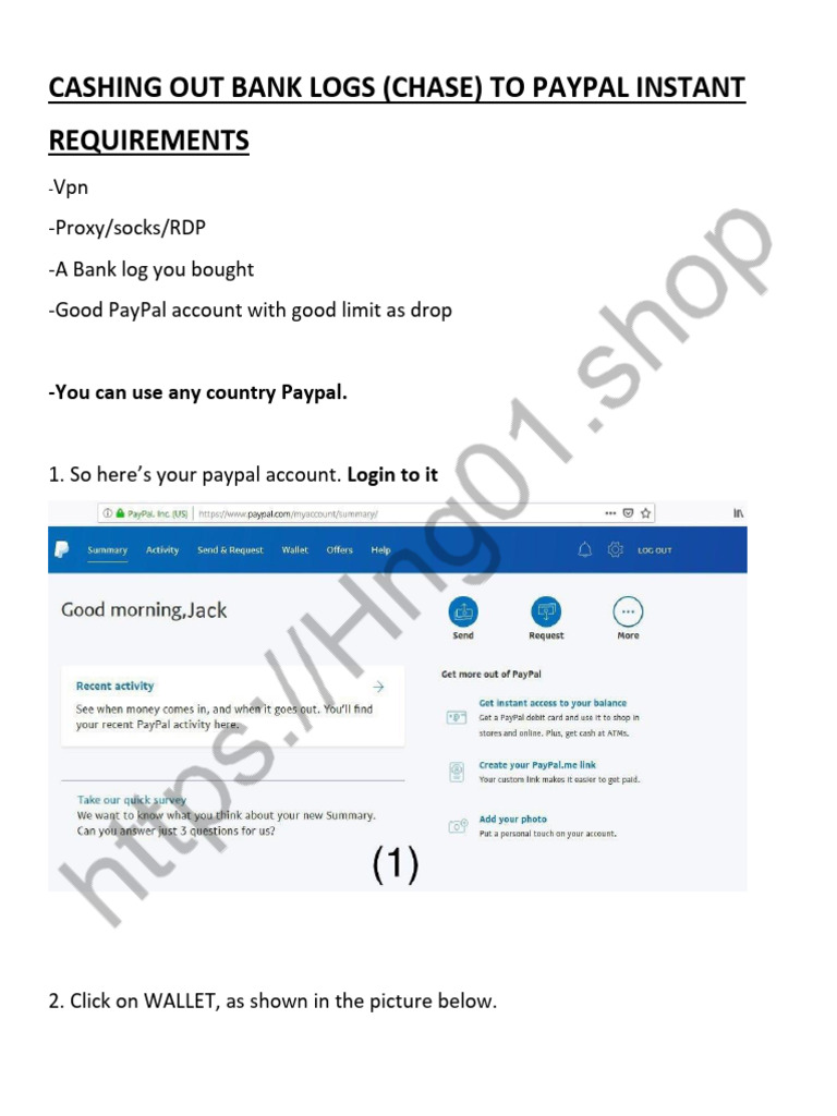 Cashing Out Bank Logs Hng01.Shop - Watermark | PDF