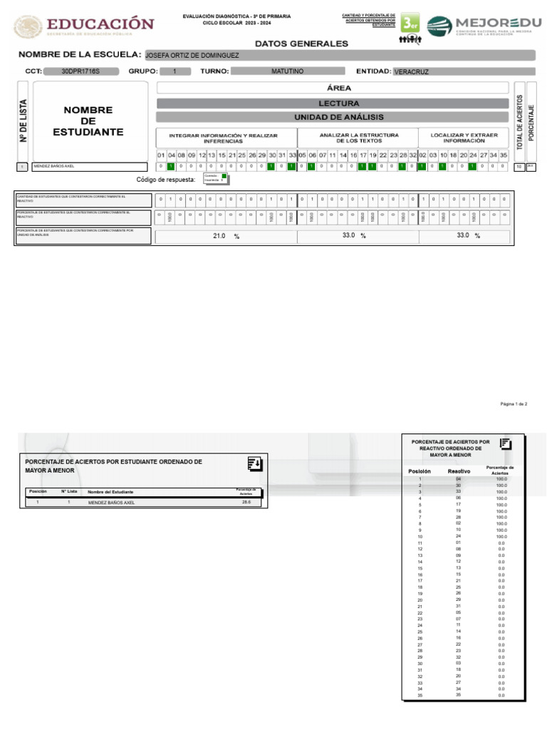 30DPR1716S.1Reporte Alumnos Lec 3°grado - Grupo | PDF