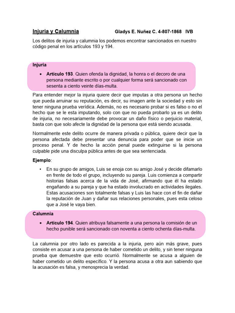 Injuria y Calumnia | PDF | Difamación | Derecho penal