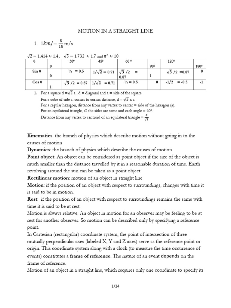 B Motion in A Straight Line | PDF | Acceleration | Velocity