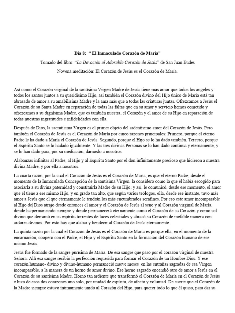 Día 8 - El Inmaculado Corazón de María | PDF | María, madre de Jesús | Amor